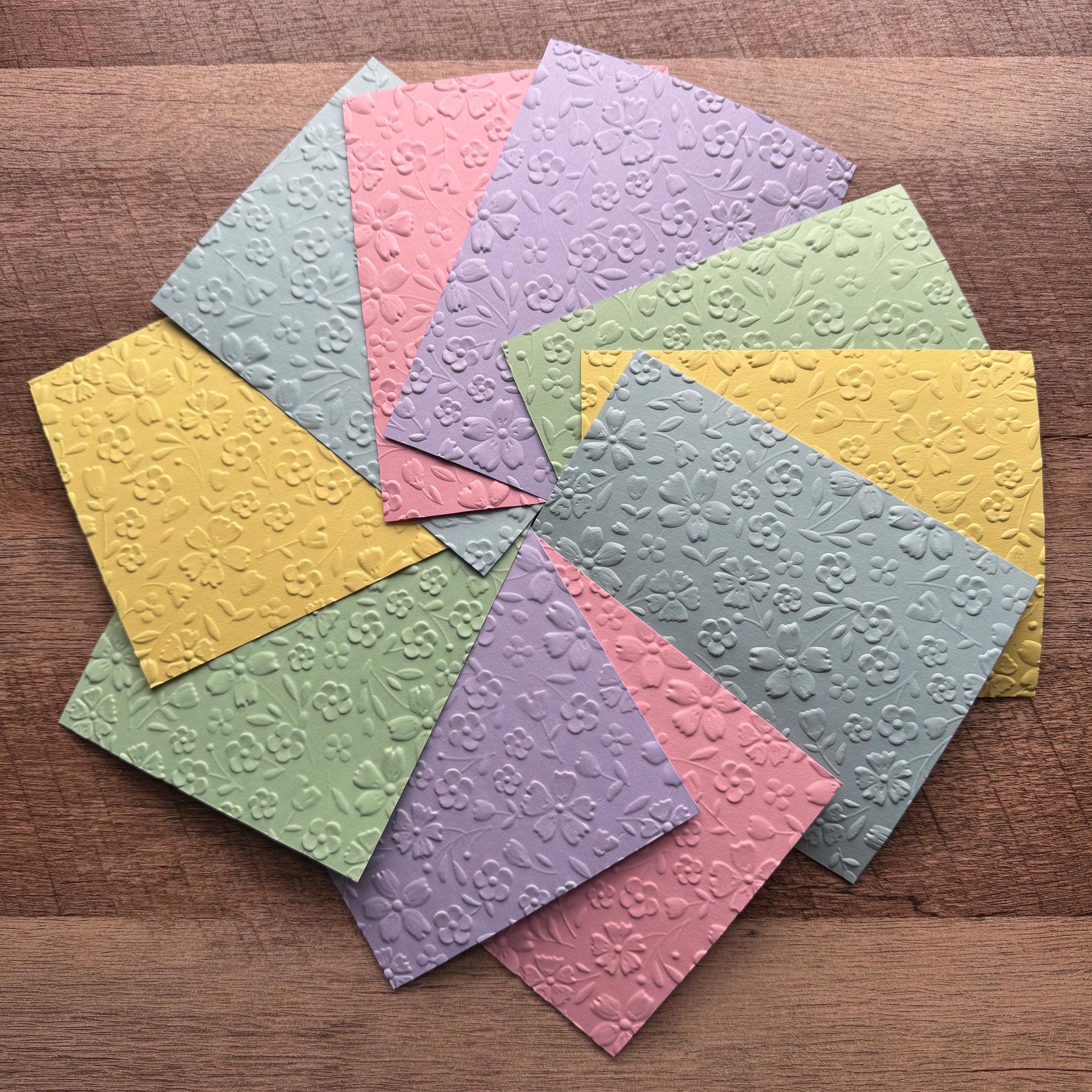 10 Embossed Floral Cardstock Sheets - Elegant Textured Paper for Card ...