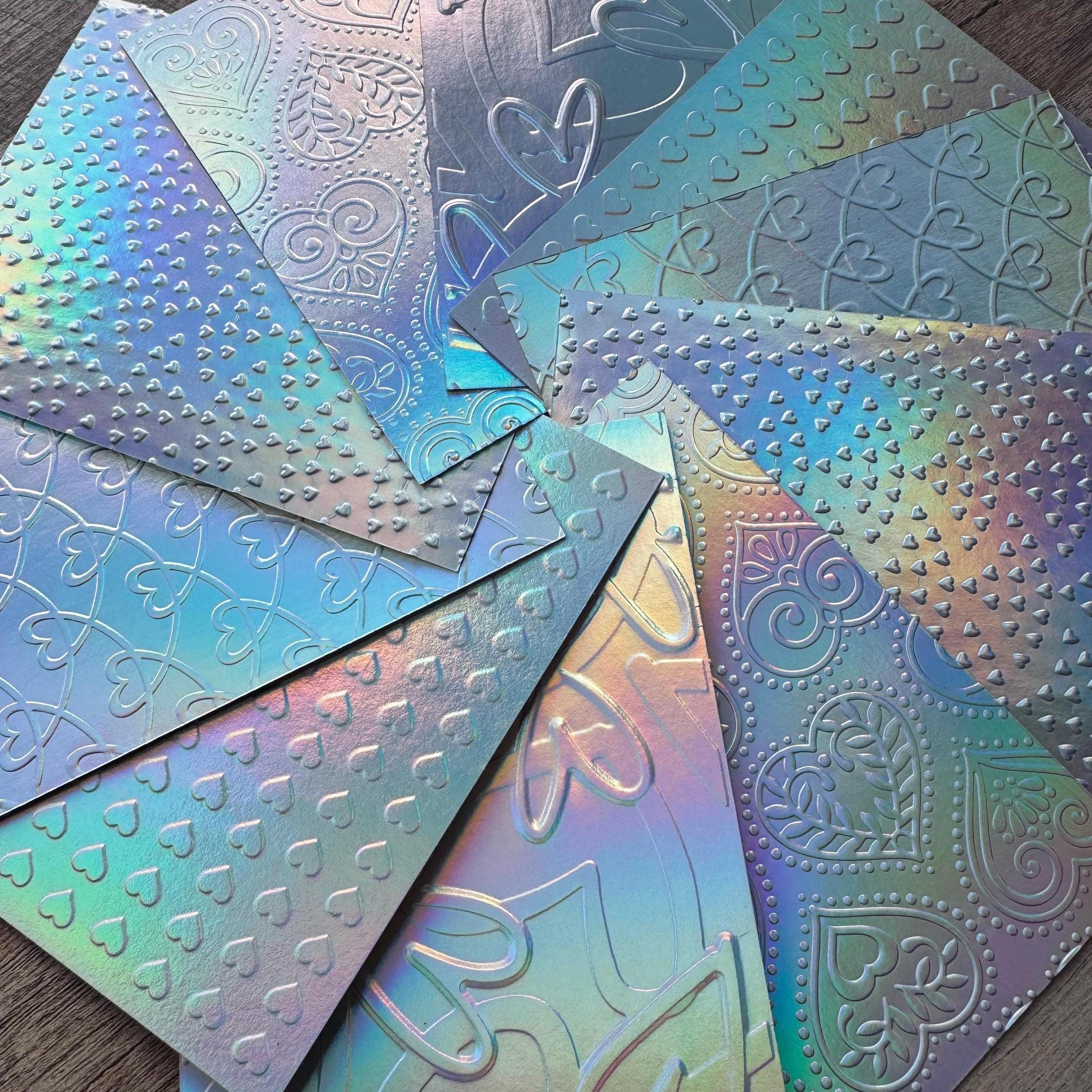 Embossed Heart Holographic Foil Card Fronts - A2 Size - DIY Crafts - Etsy