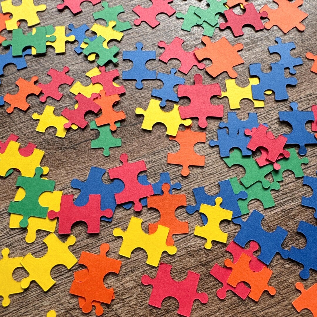Puzzle Piece Confetti – 100 Pieces – Multicolor Party Table Decor ...