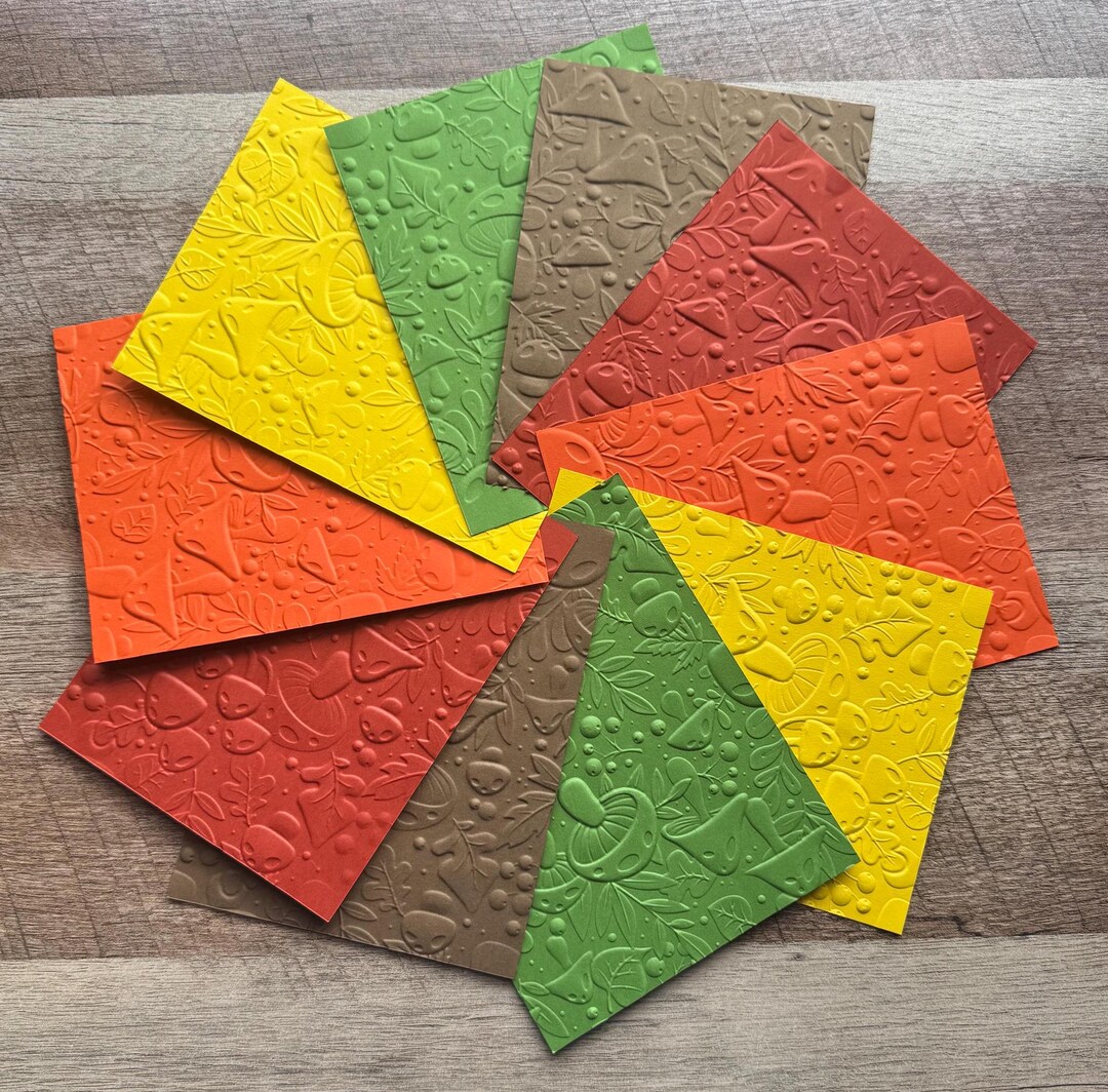 10 Sheets Fall Mushroom Forest Embossed Cardstock A2 | Autumn ...