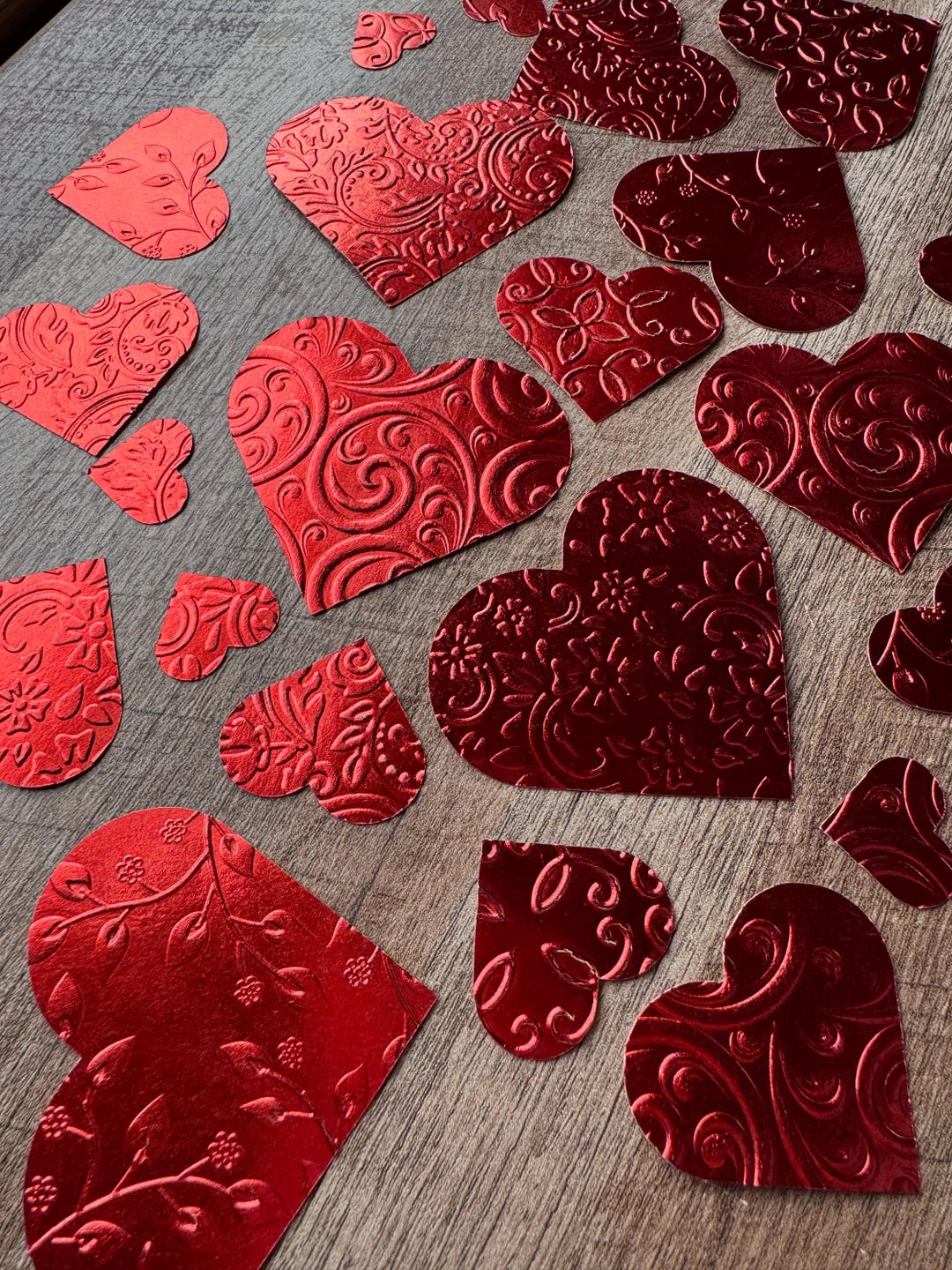 Red Foil Cardstock Die Cut Hearts: Wedding & Valentine's Decor - Etsy