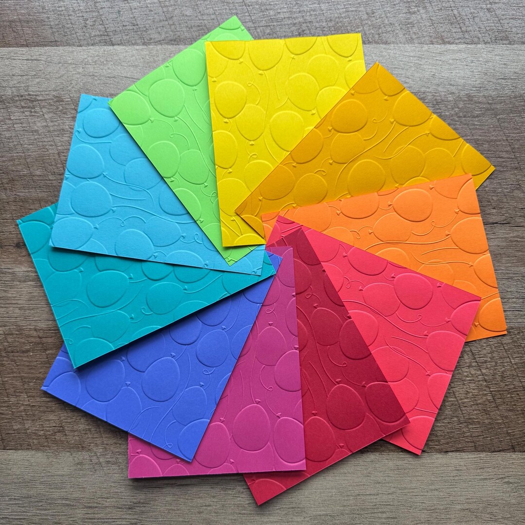 10 Embossed Birthday Balloon Cardstock Sheets Colorful Textured Paper ...