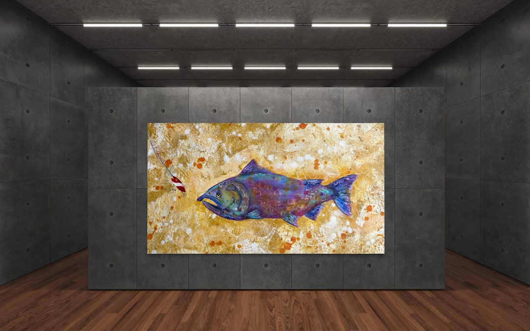 Catch of the Day - Wall Art - Salmon Fish Abstract - Etsy