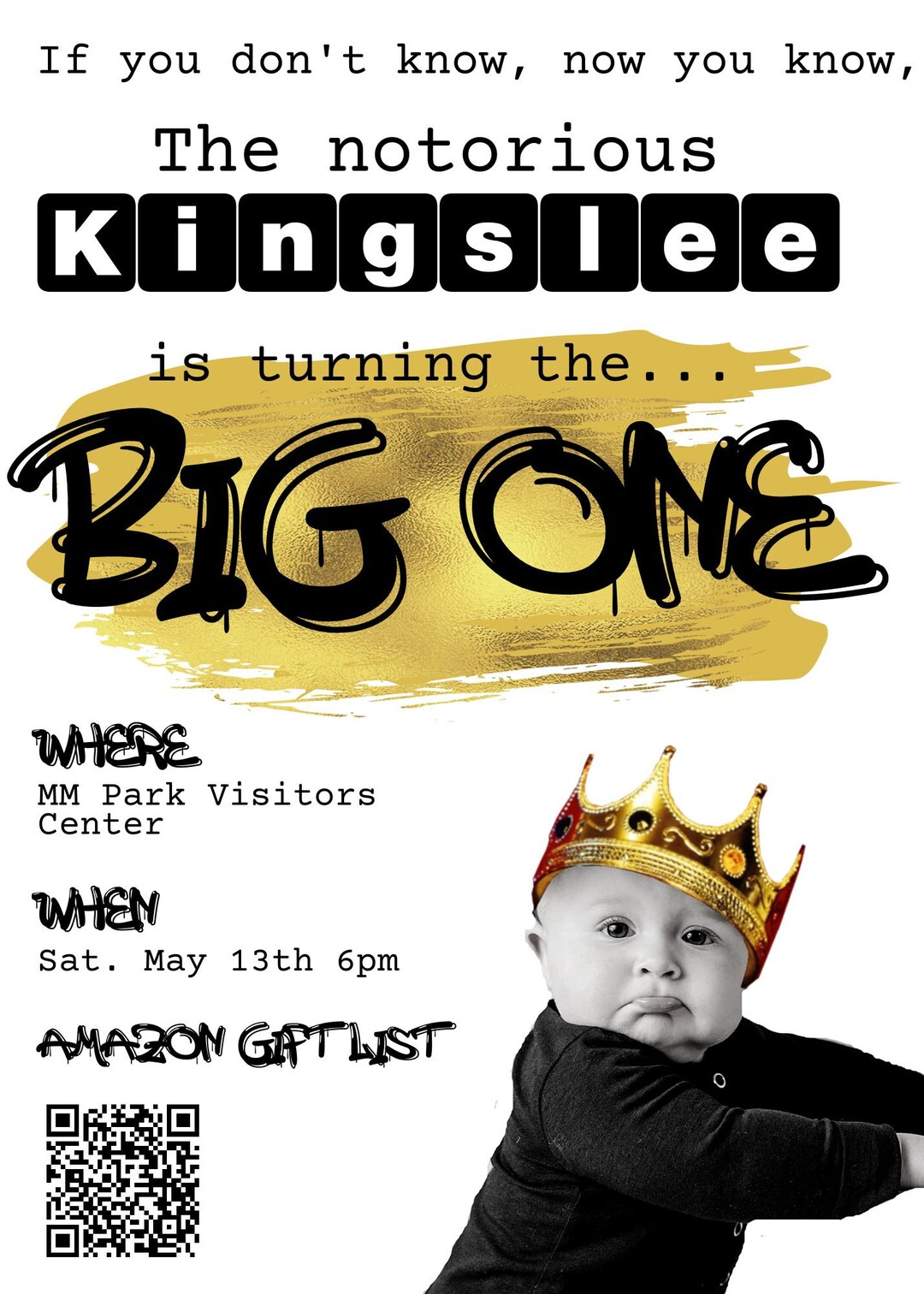 Notorious One First Birthday Invitations and Cover Event Photo Made to ...