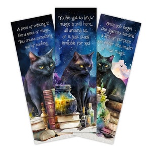 Printable Cat Bookmark, Watercolor Magic Cat Bookmark, Instant Download ...
