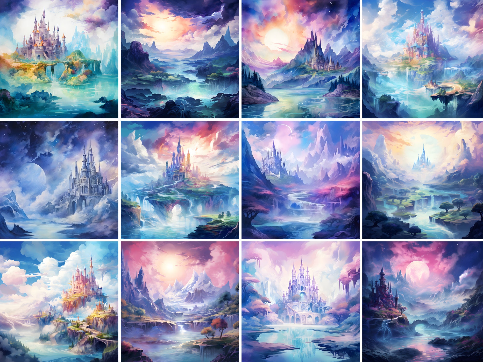 Fantasy World Watercolor Backgrounds, Fantasy, Fairytale Background ...