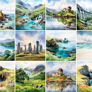 Scotland Landscape Watercolor Backgrounds, Landscape Background ...