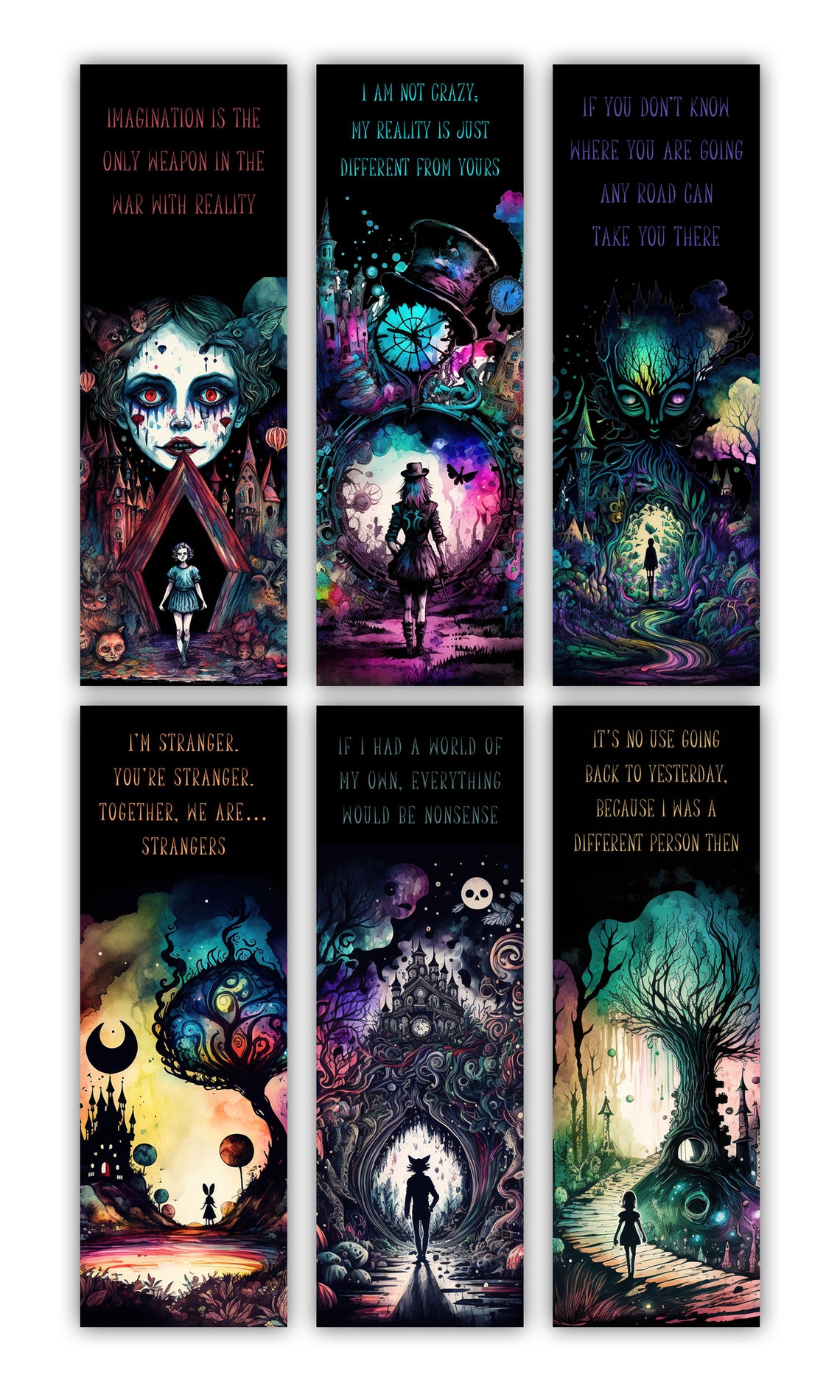 Printable Wonderland Bookmarks, Alice in Wonderland Quotes, Instant ...