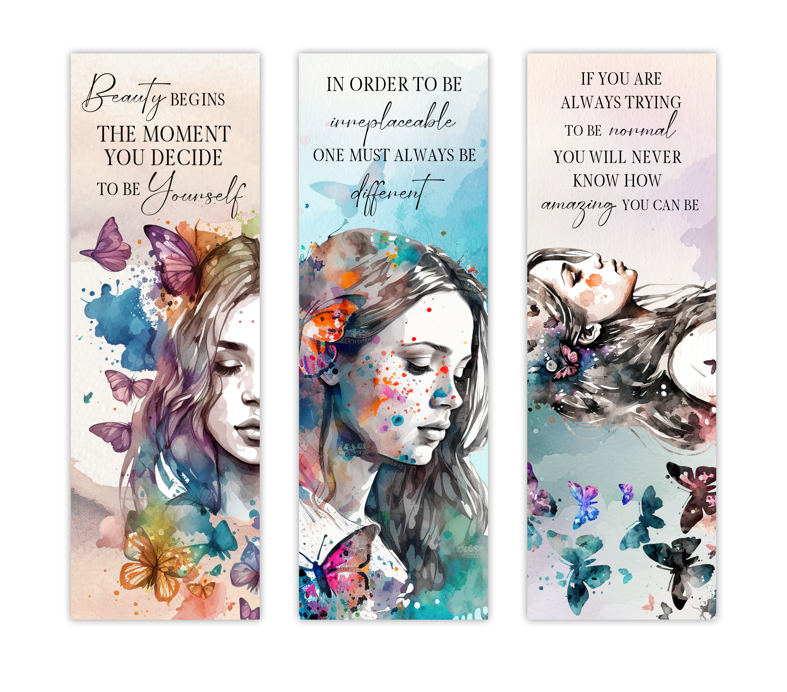 Printable Watercolor Girly Bookmarks, Inspirational Quotes, Empowering ...