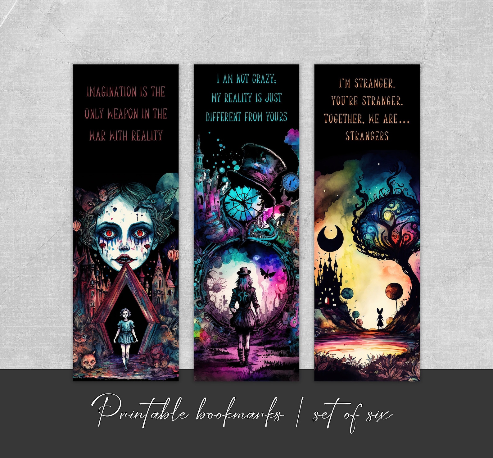 Printable Wonderland Bookmarks, Alice in Wonderland Quotes, Instant ...