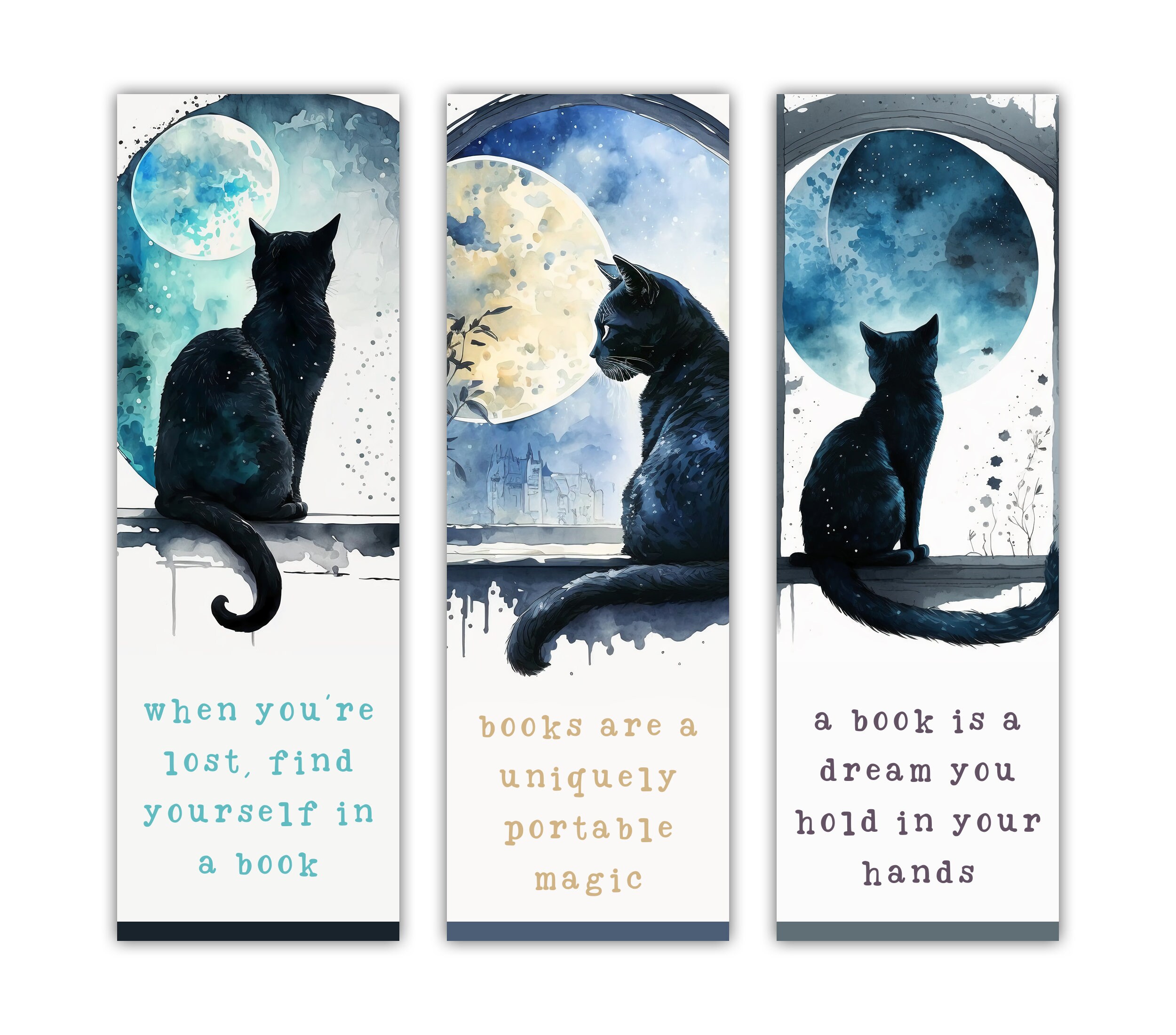 Printable Cat Bookmarks, Instant Download, Cat Bookmark, Inspirational ...