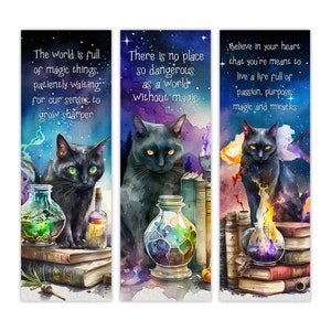 Printable Cat Bookmark, Watercolor Magic Cat Bookmark, Instant Download ...