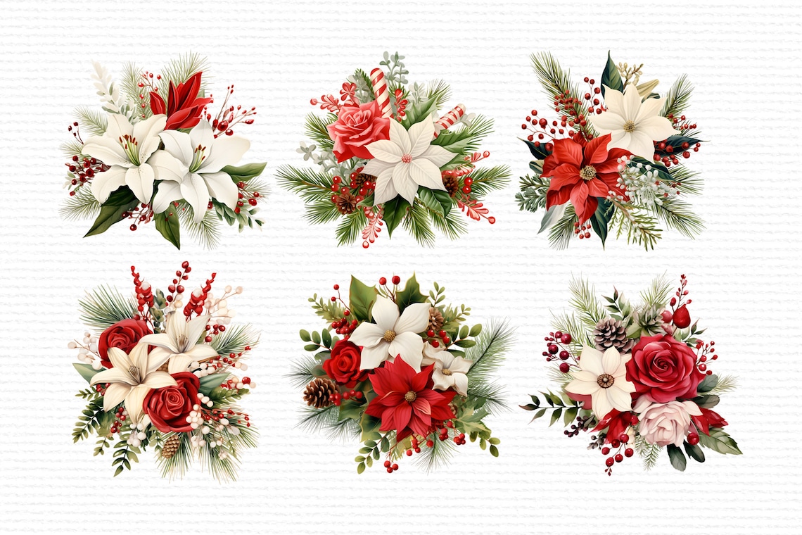 Watercolor Christmas Flowers Clipart, Transparent PNG, Floral Clipart ...