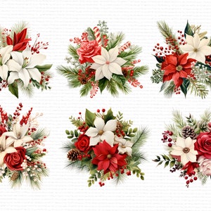 Watercolor Christmas Flowers Clipart, Transparent PNG, Floral Clipart ...