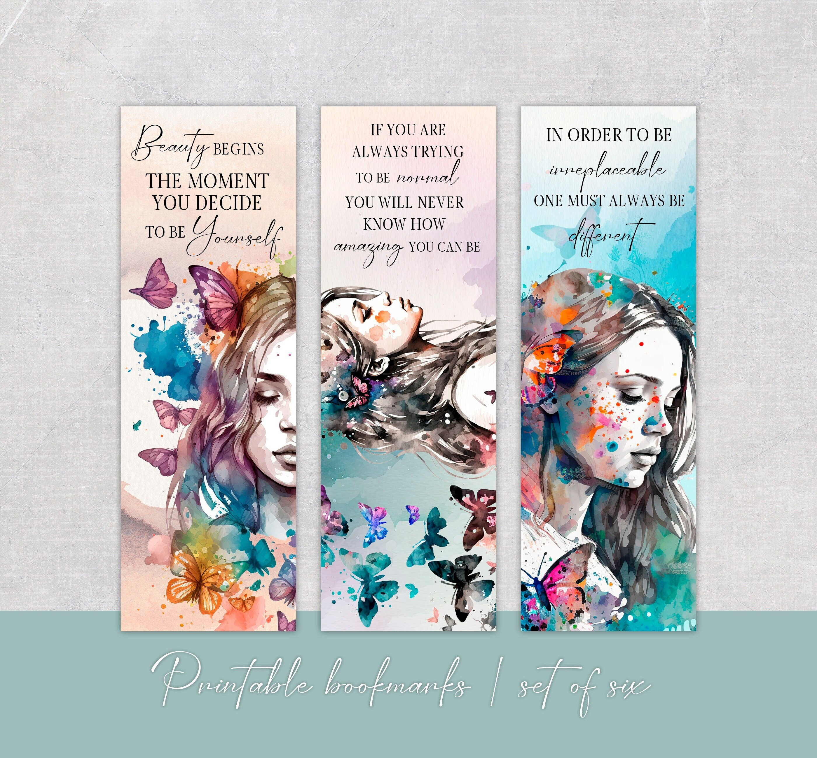 Printable Watercolor Girly Bookmarks, Inspirational Quotes, Empowering ...