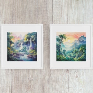 Jungle Landscape Watercolor Backgrounds, Landscape Backgrounds, Jungle ...