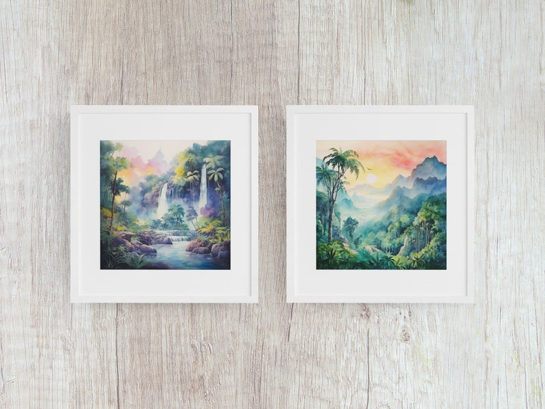 Jungle Landscape Watercolor Backgrounds, Landscape Backgrounds, Jungle ...
