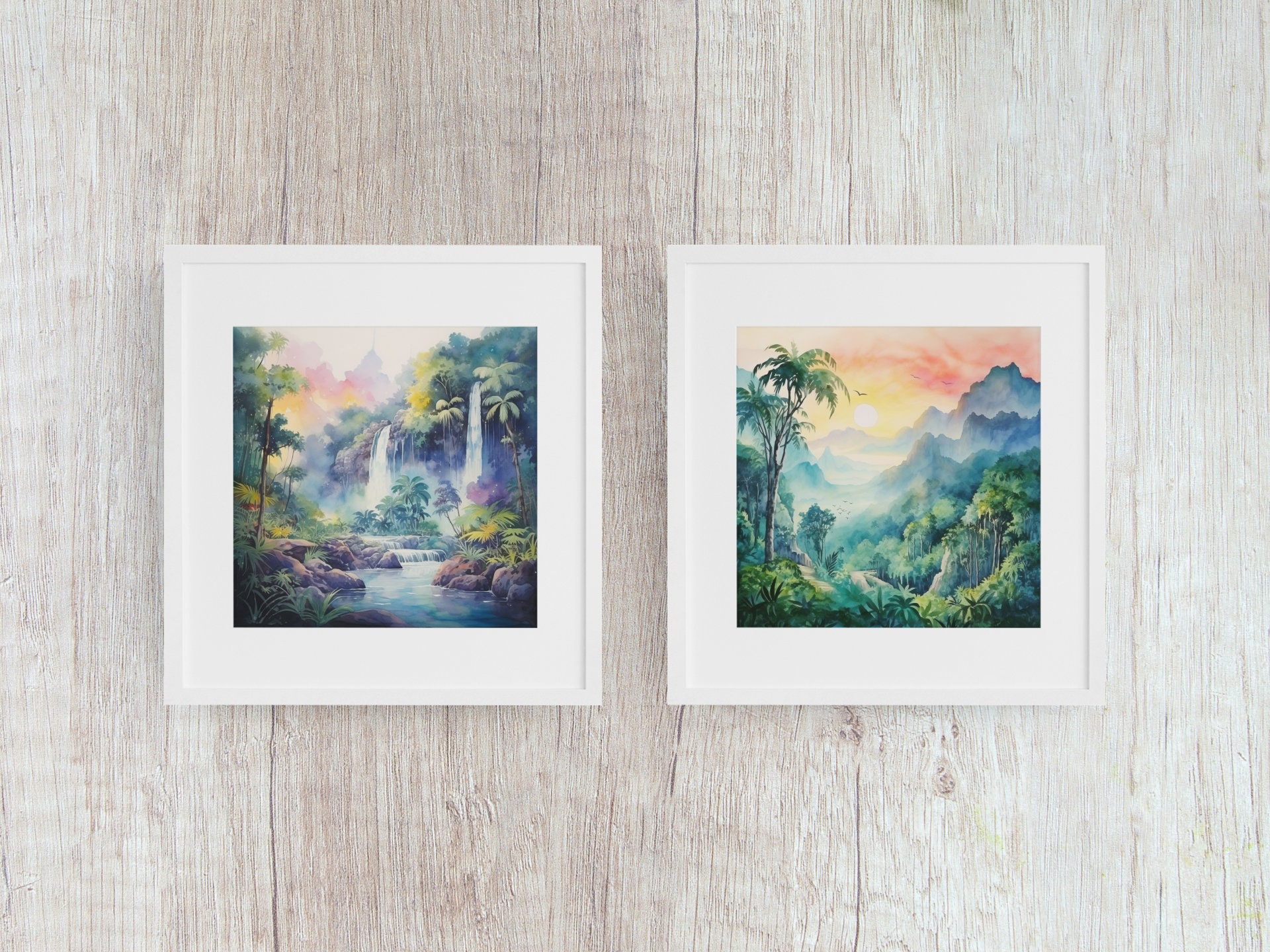 Jungle Landscape Watercolor Backgrounds, Landscape Backgrounds, Jungle ...