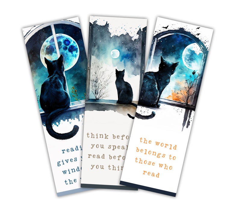 Printable Cat Bookmarks, Instant Download, Cat Bookmark, Inspirational ...