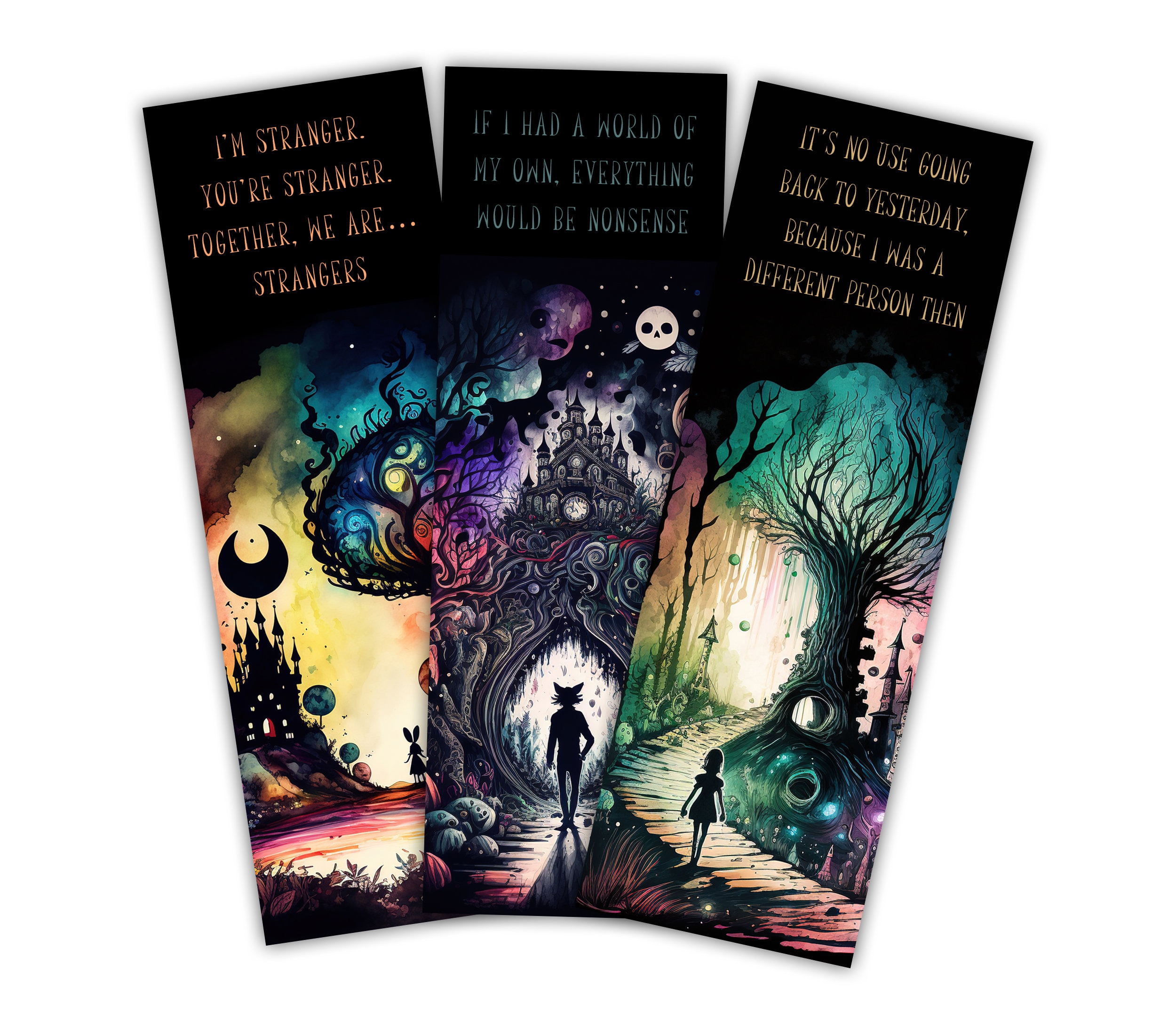 Printable Wonderland Bookmarks, Alice in Wonderland Quotes, Instant ...