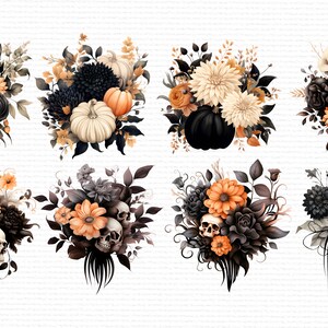 Watercolor Halloween Flowers Clipart, Transparent PNG, Floral Clipart ...