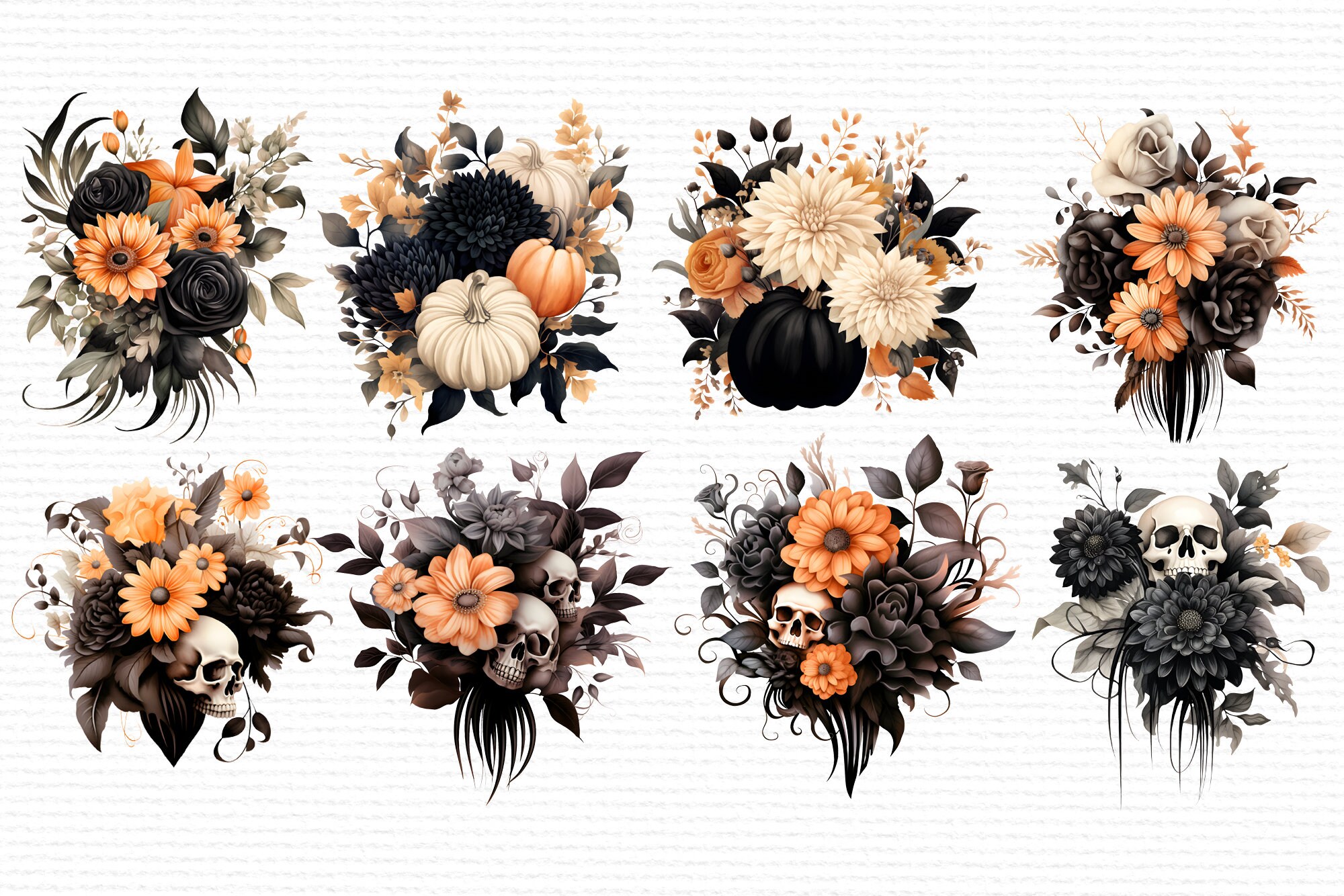 Watercolor Halloween Flowers Clipart, Transparent PNG, Floral Clipart ...