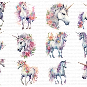 Unicorn Clipart Set, Mythic Creatures, Fantasy Creatures, Watercolor ...