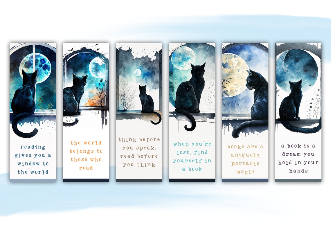 Printable Cat Bookmarks, Instant Download, Cat Bookmark, Inspirational ...