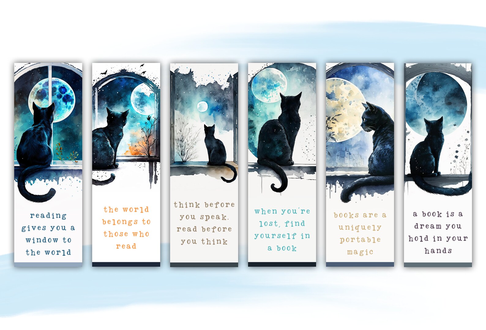 Printable Cat Bookmarks, Instant Download, Cat Bookmark, Inspirational ...