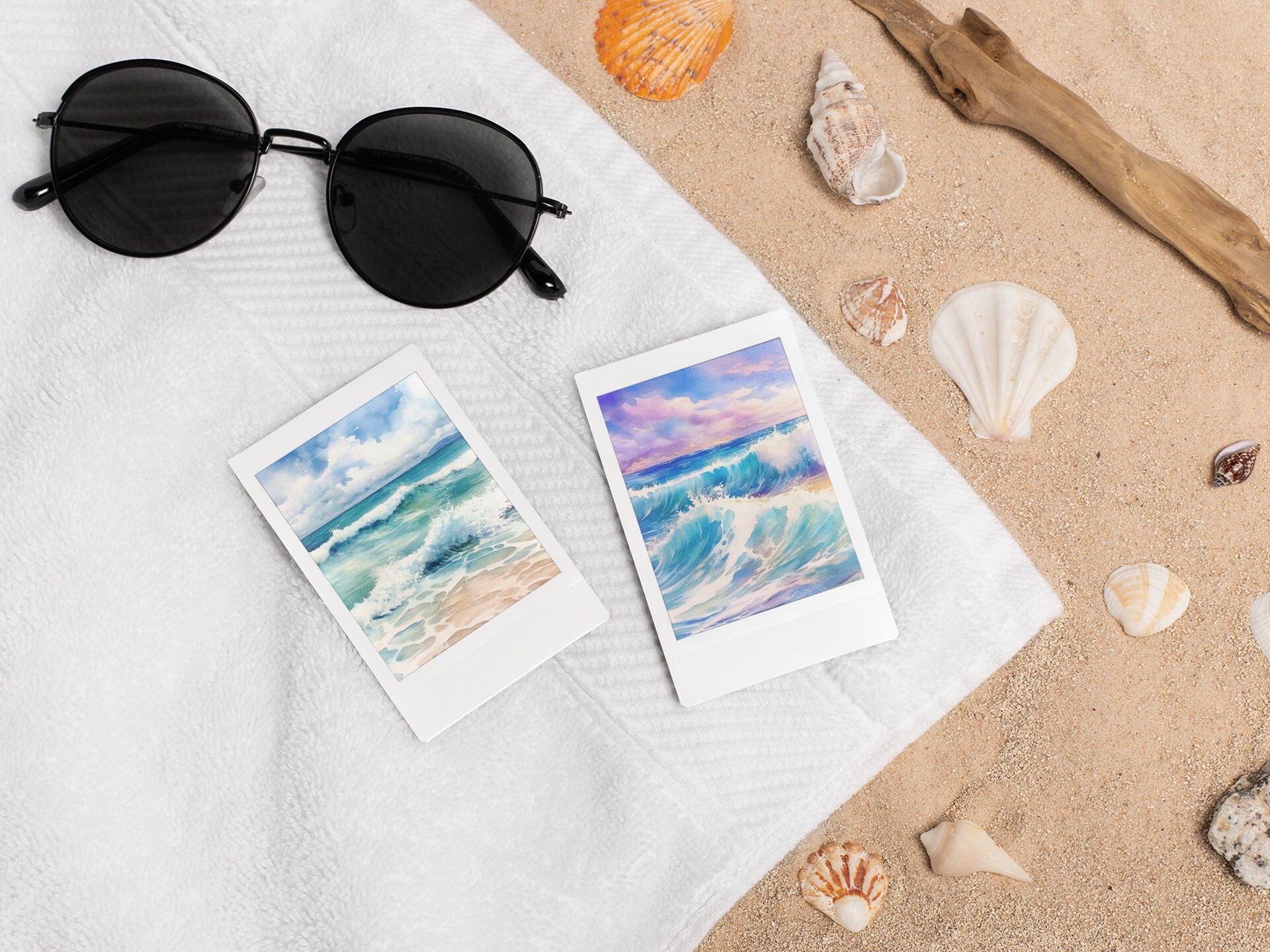 Watercolor Beach Backgrounds, Summer Backgrounds, Digital Paper, Beach ...