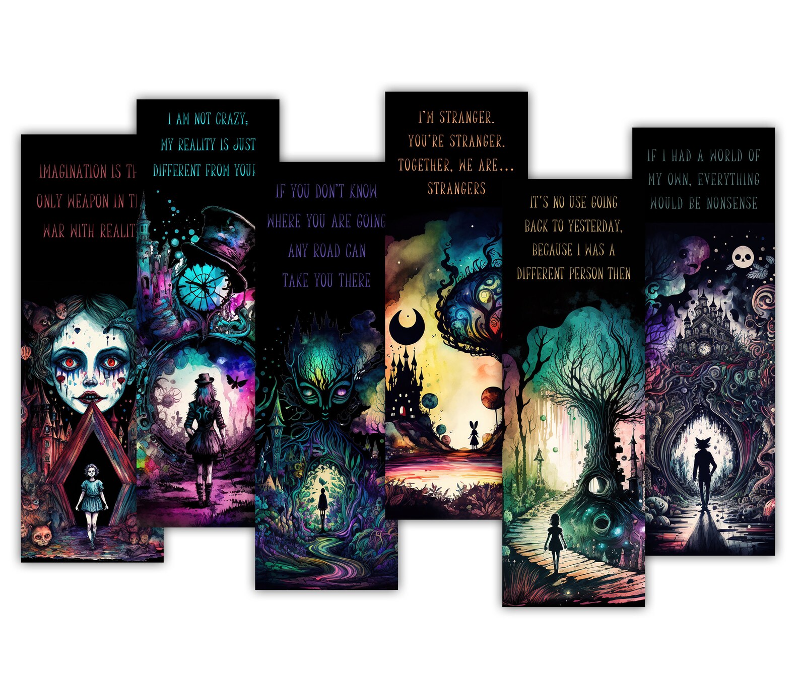 Printable Wonderland Bookmarks, Alice in Wonderland Quotes, Instant ...