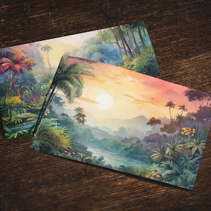 Jungle Landscape Watercolor Backgrounds, Landscape Backgrounds, Jungle ...