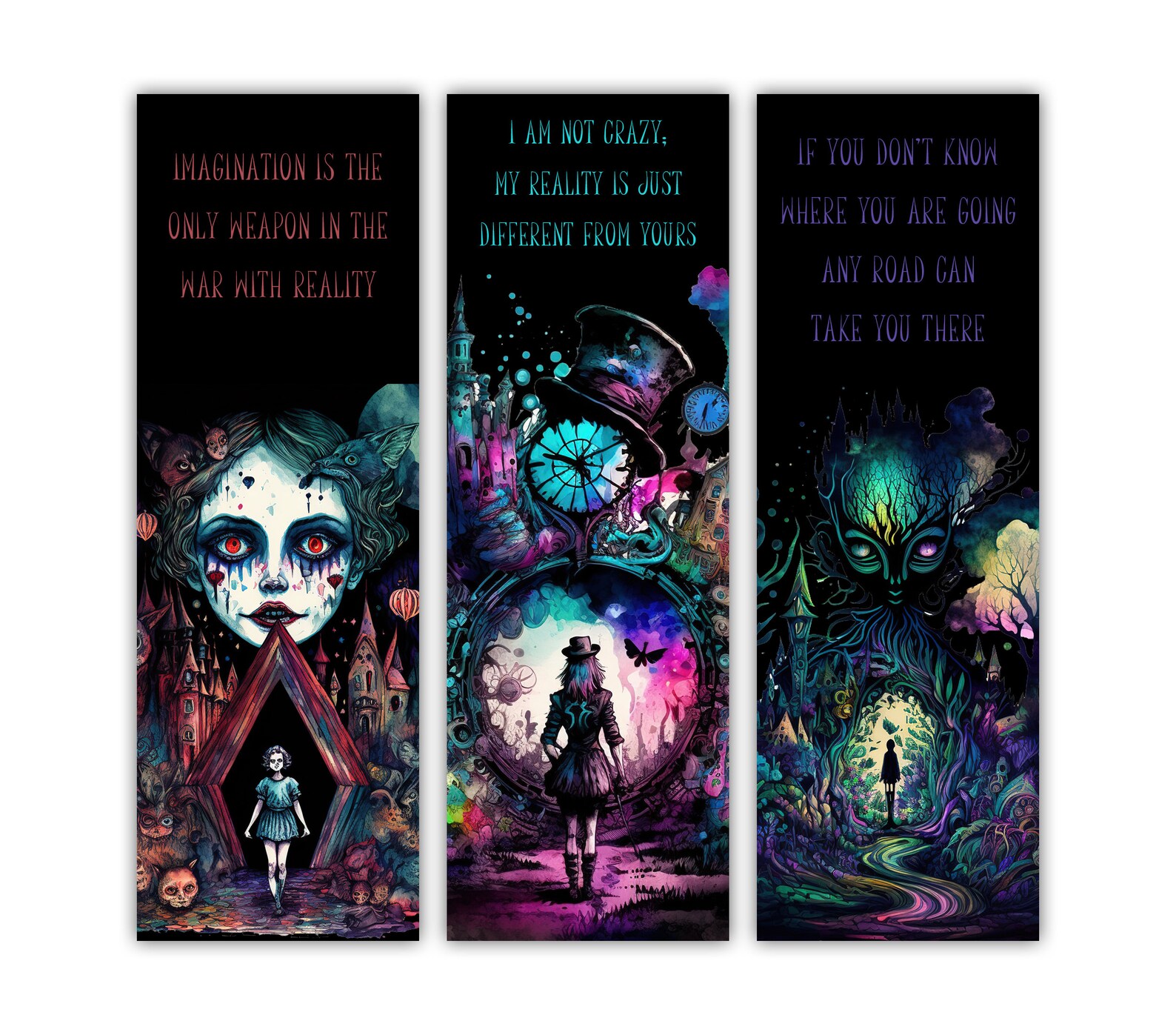 Printable Wonderland Bookmarks, Alice in Wonderland Quotes, Instant ...