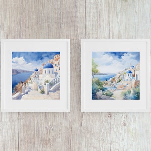 Greece Inspired Watercolor Backgrounds, Greek Landscape Backgrounds ...