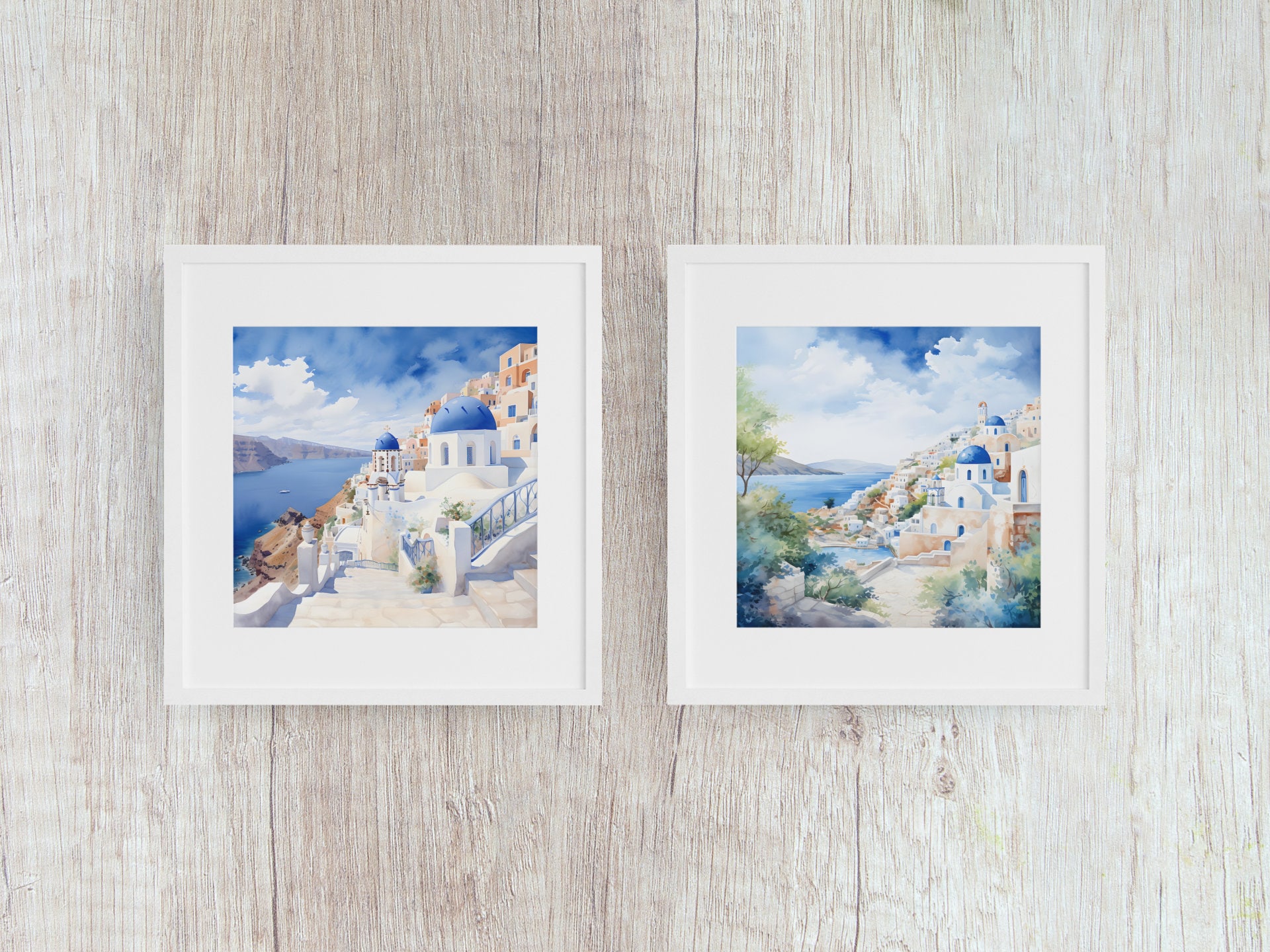 Greece Inspired Watercolor Backgrounds, Greek Landscape Backgrounds ...