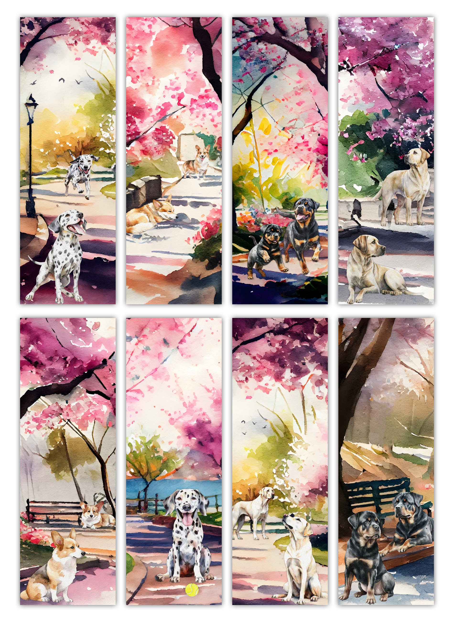 Printable Dog Bookmarks Cherry Blossom, Instant Download, Dalmatian ...