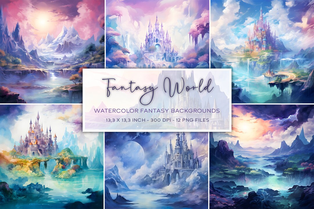 Fantasy World Watercolor Backgrounds, Fantasy, Fairytale Background ...