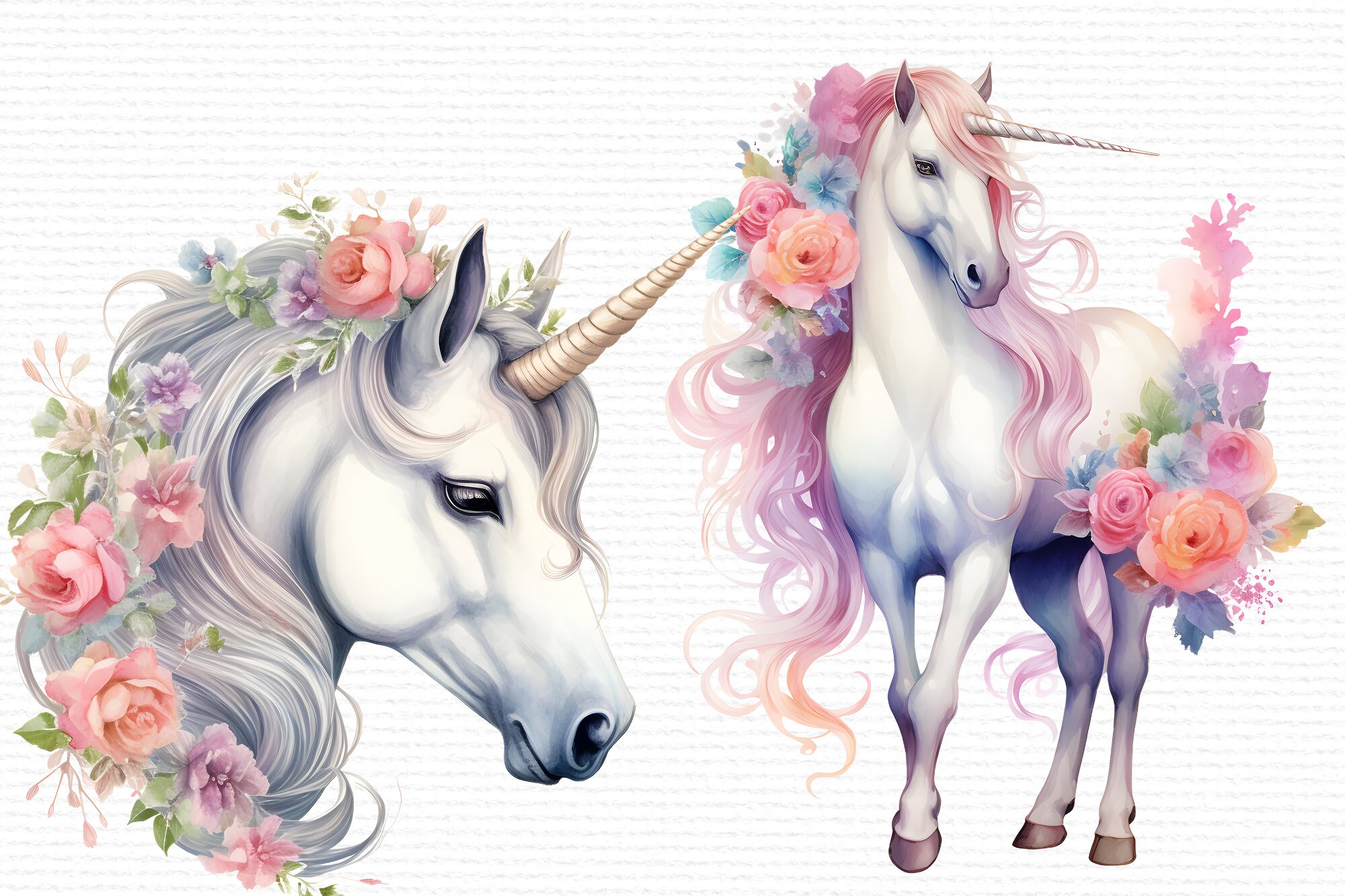 Unicorn Clipart Set, Mythic Creatures, Fantasy Creatures, Watercolor ...