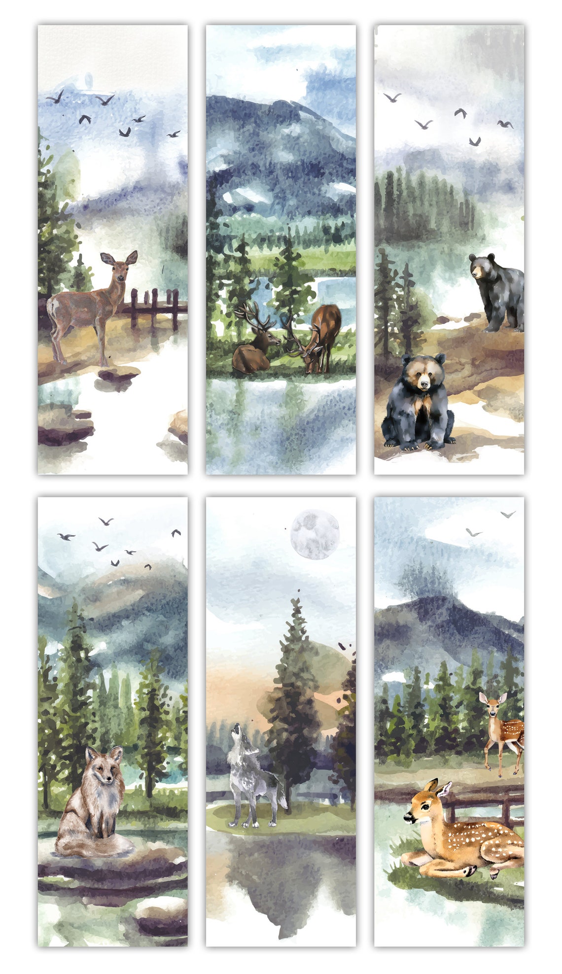 Printable Forest Animal Watercolor Bookmarks, Instant Download, Fox ...
