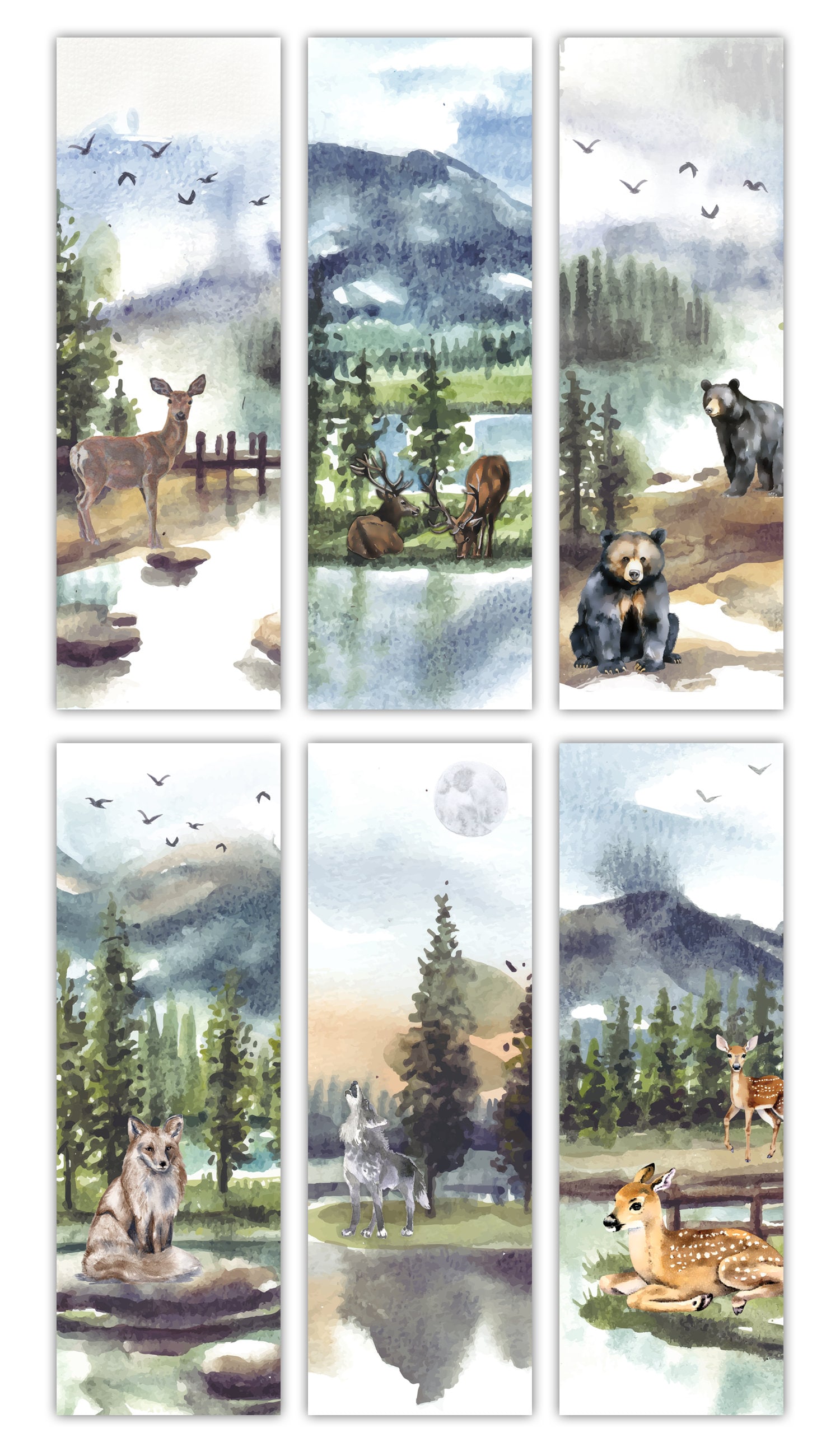 Printable Forest Animal Watercolor Bookmarks, Instant Download, Fox ...