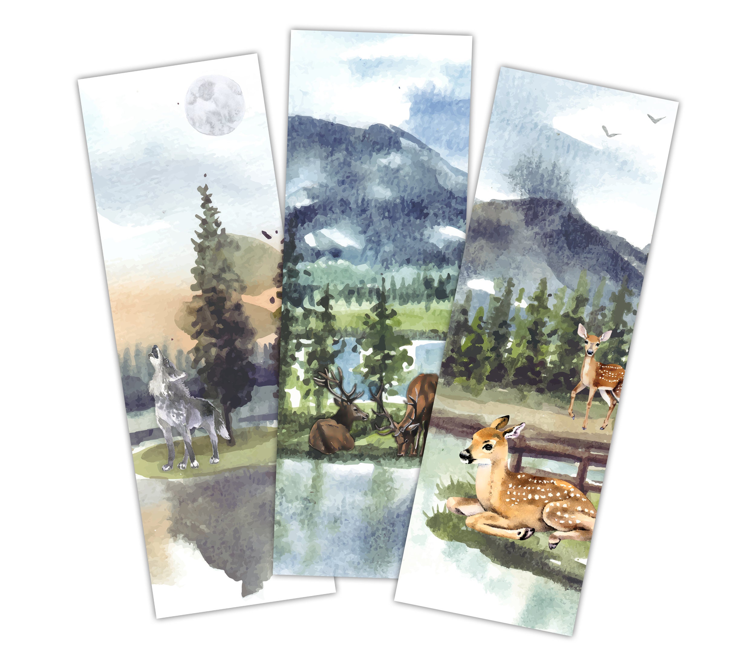 Printable Forest Animal Watercolor Bookmarks, Instant Download, Fox ...