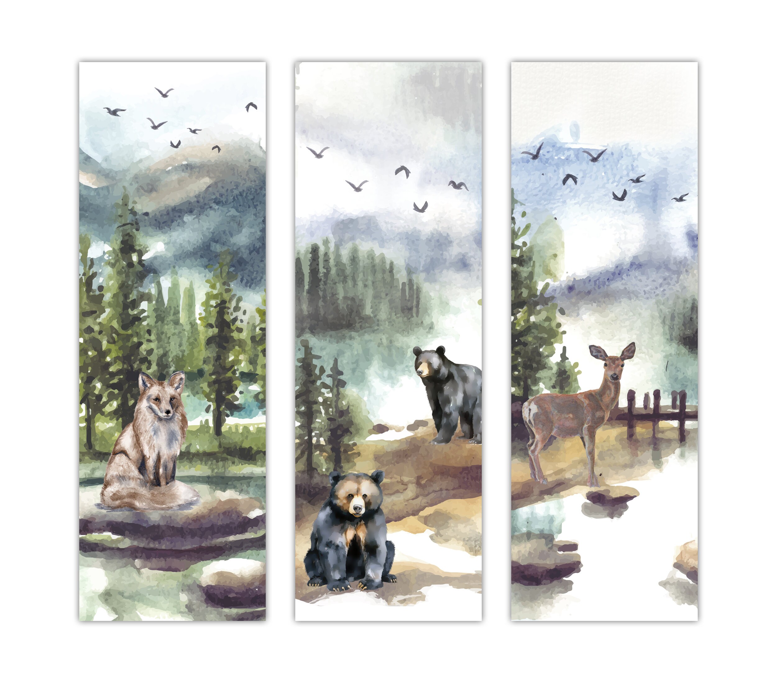 Printable Forest Animal Watercolor Bookmarks, Instant Download, Fox ...