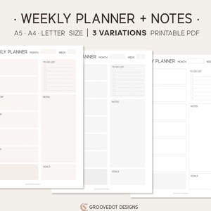 Weekly Planner Notes Printable PDF Weekly Planner Template - Etsy