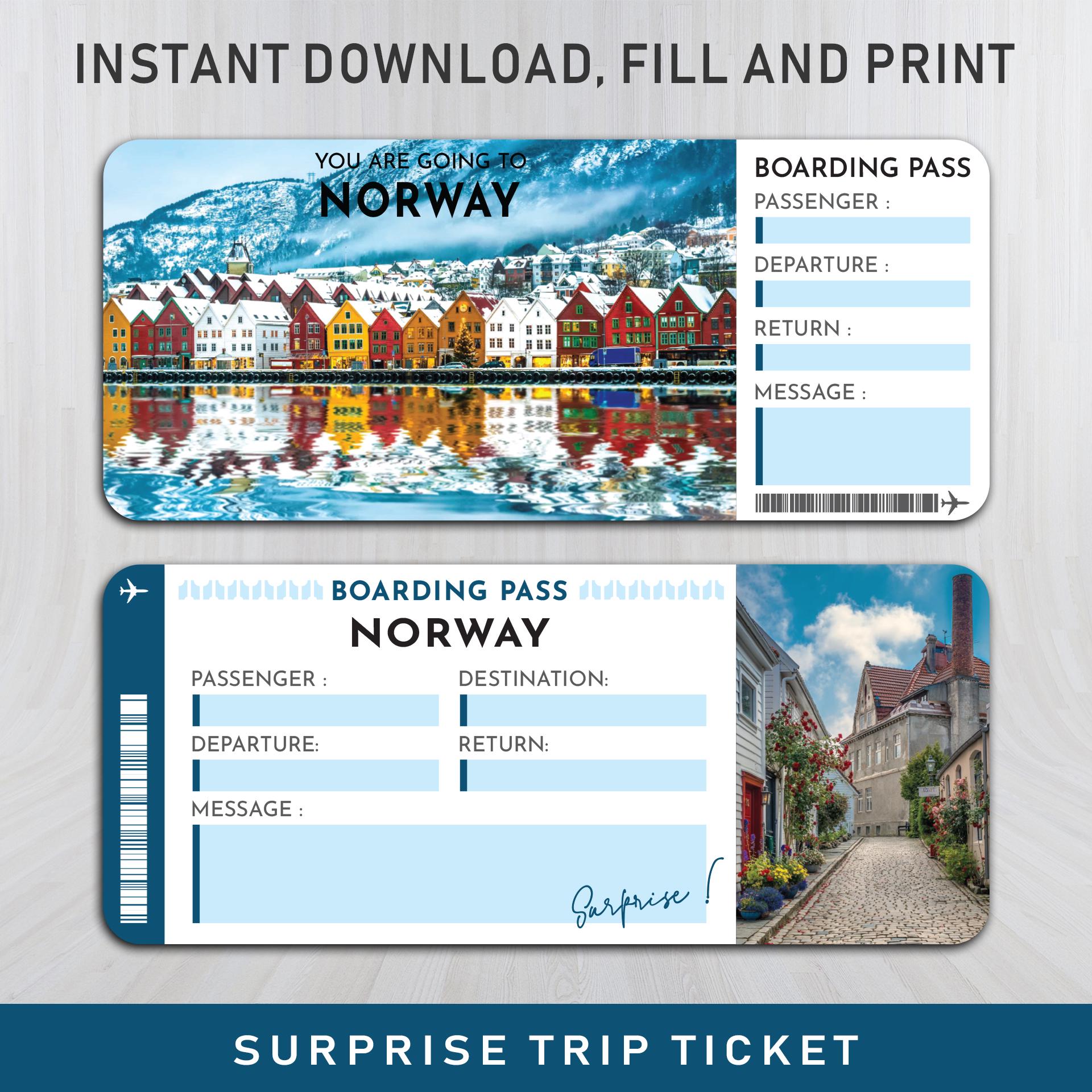 Surprise Trip Boarding Pass Ticket Template | Editable & Printable ...