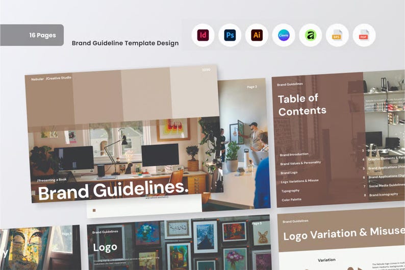Brand Guidelines Template | Canva Template | Brand Manual | Brand Usage ...