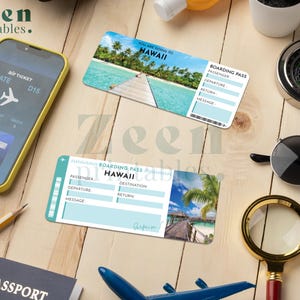 Surprise Trip Boarding Pass Ticket Template | Editable & Printable ...