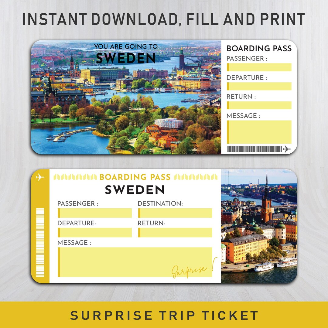 Surprise Trip Boarding Pass Ticket Template | Editable & Printable ...
