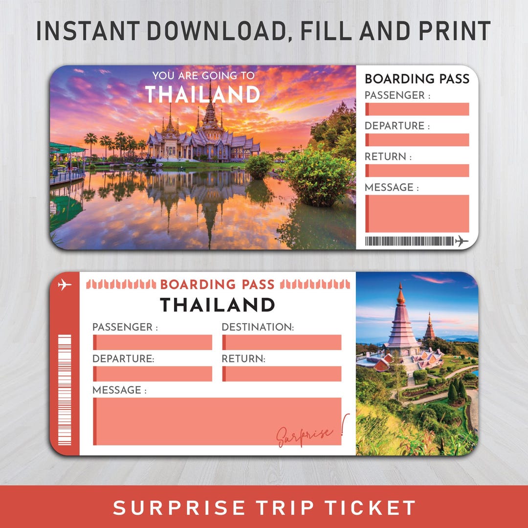 Surprise Trip Boarding Pass Ticket Template Editable Printable