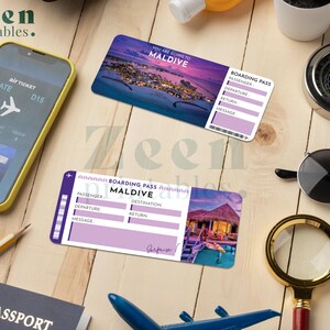 Surprise Trip Boarding Pass Ticket Template | Editable & Printable ...