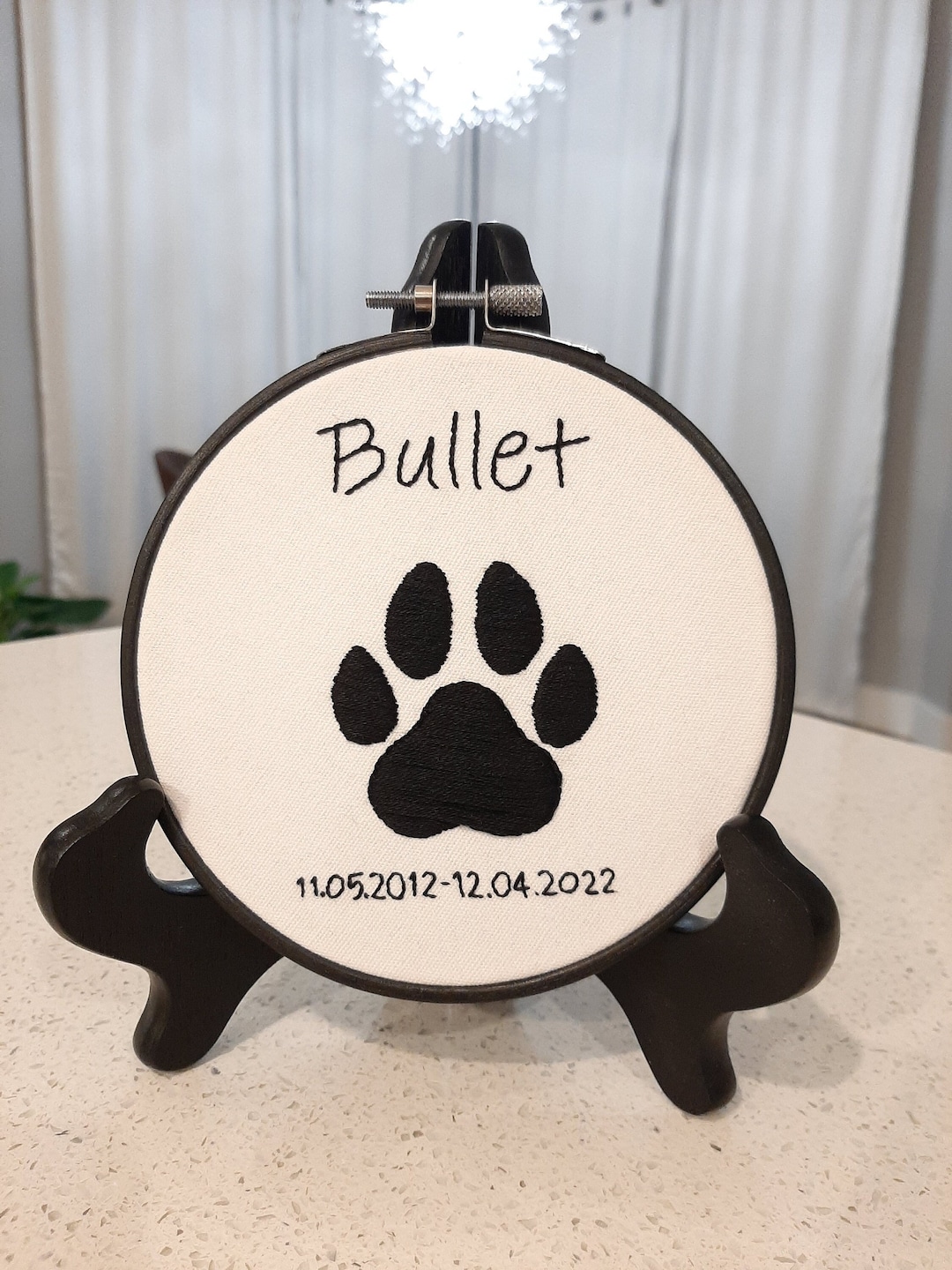 Pet Memorial Custom Embroidery Hoop Art 3, 5, or 7 Inches Custom Color ...